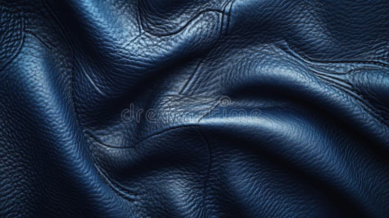 Blue Leather Texture, a Dark Blue Leather Surface Exhibiting a Rich ...