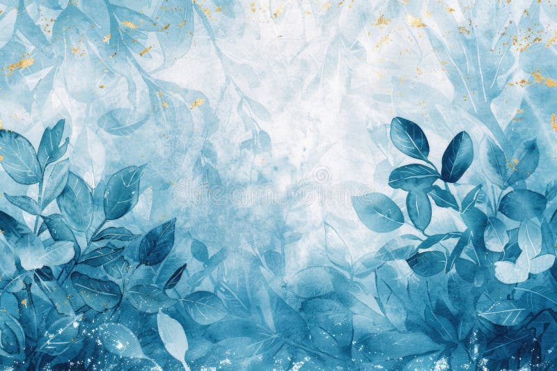 Blue Leaves on Blue Background Stock Photo - Image of landscape ...