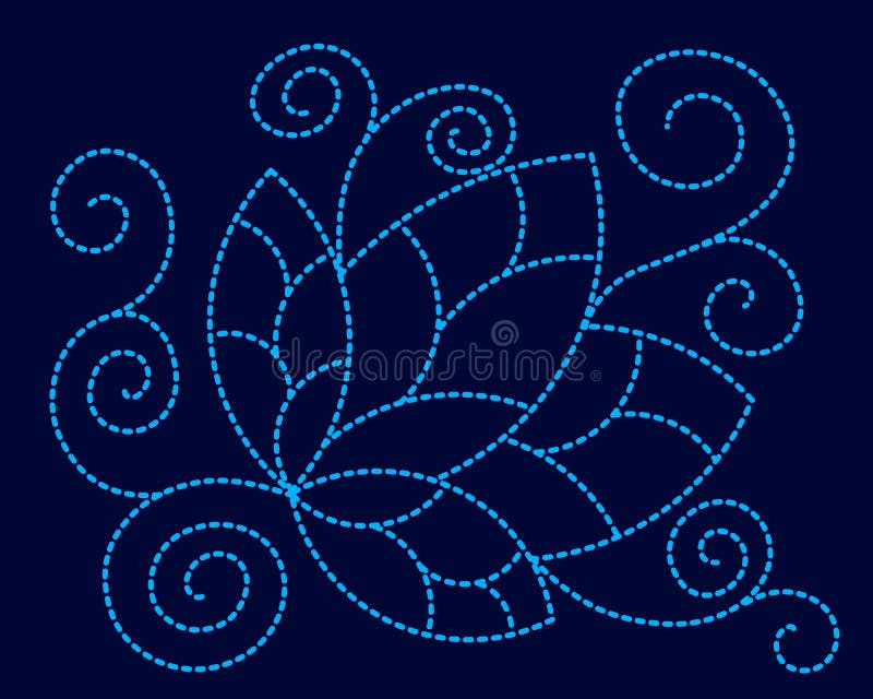 Blue leaves dotted line stock vector. Illustration of particle - 269016815