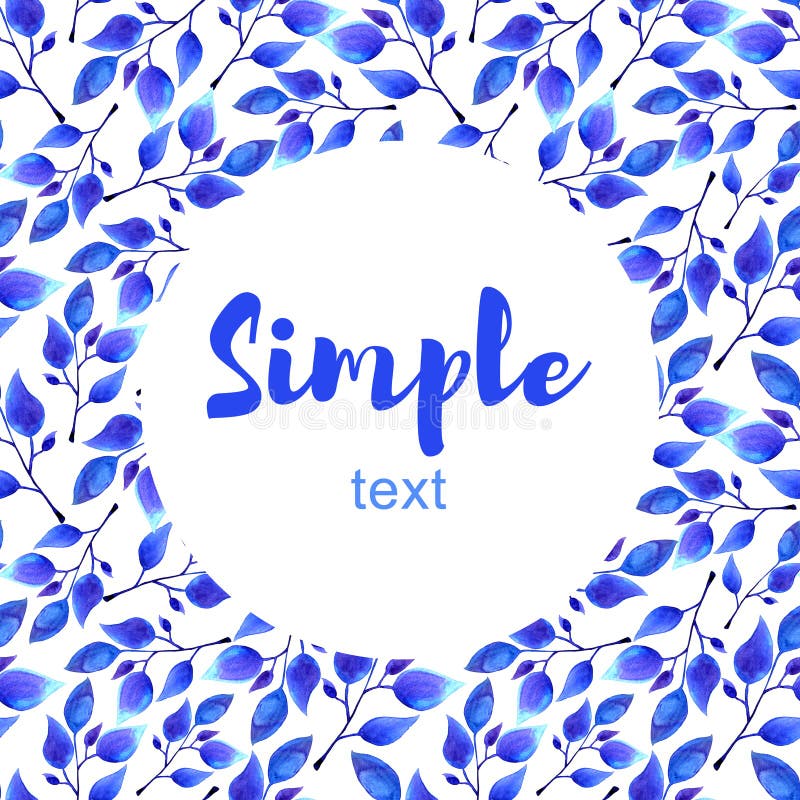 Blue Leaves Frame Greeting Card Stock Illustration - Illustration of ...