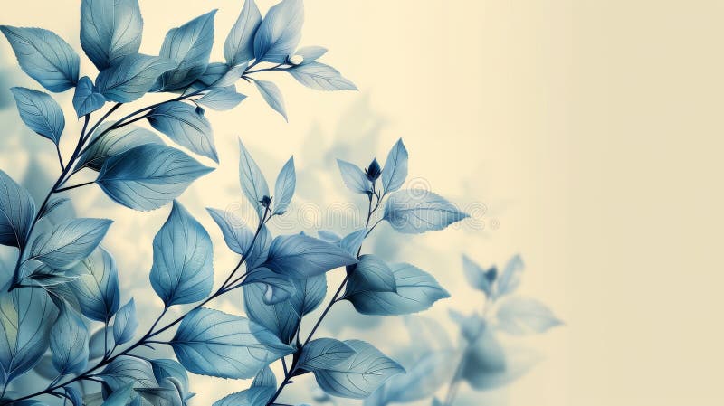 Blue Leaves on a Light Background Create a Soft and Serene Floral ...