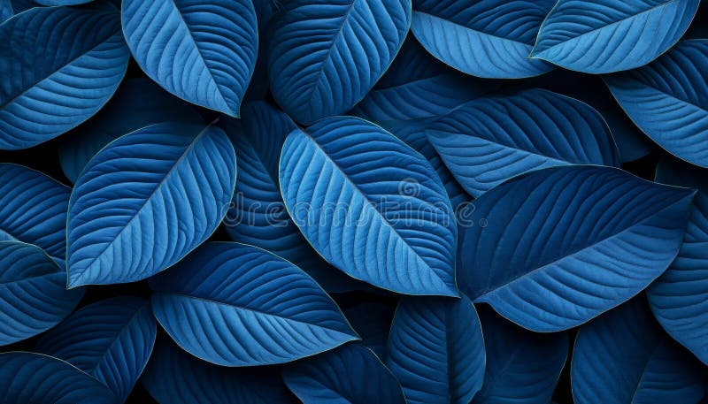 Blue Leaves Pattern, Tropical Plant Leaf Texture Background, Natural ...