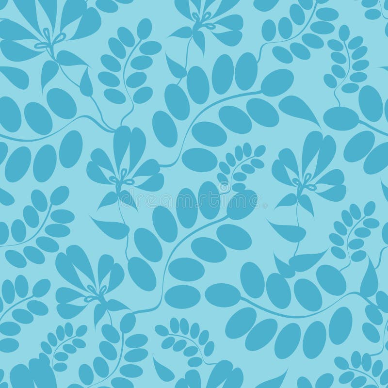 Blue Leaves Seamless Pattern Background Stock Vector - Illustration of ...
