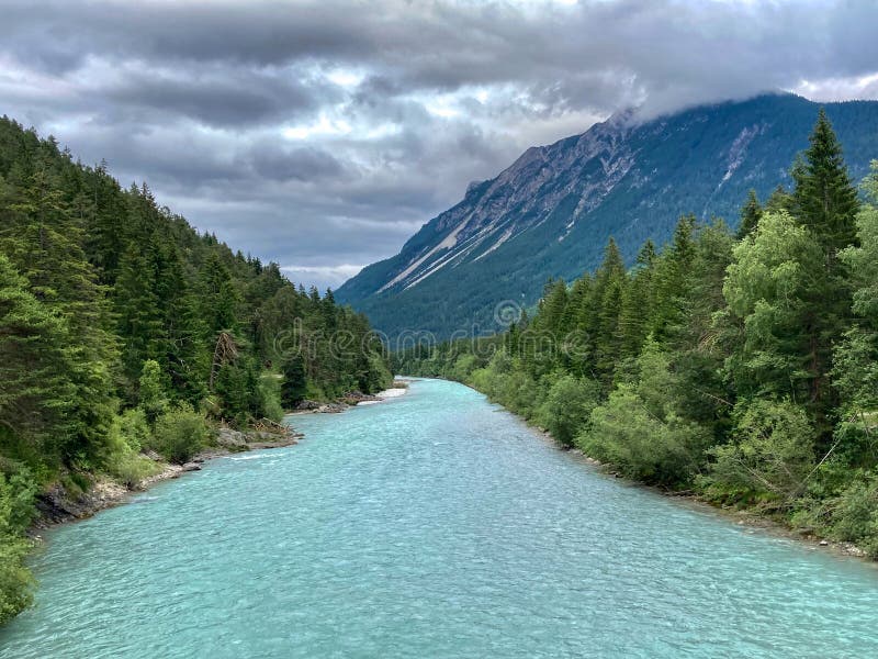The Blue Lech River in the Austrain Landscape Stock Photo - Image of ...