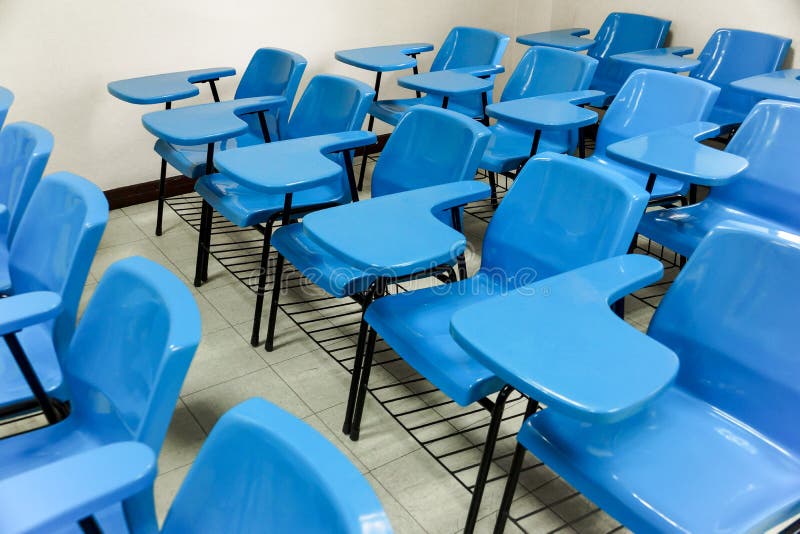 Blue Lecture chairs stock photo. Image of indoors, chair - 120920696