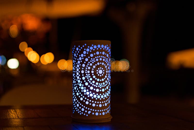 A Blue Led Candle in the Night Stock Photo - Image of blue, pattern ...