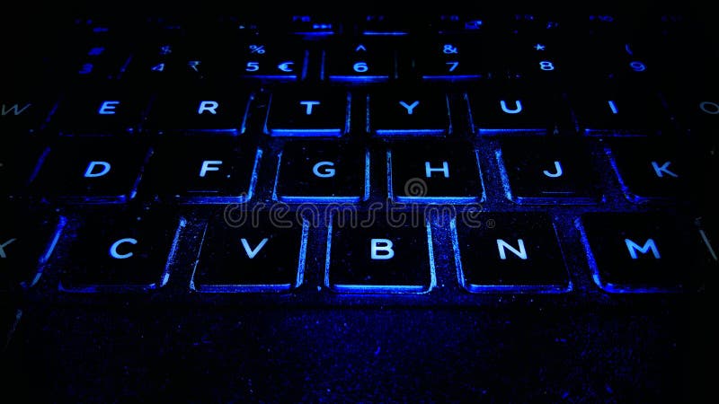 Blue Led Colour Keyboard Alphabet Stock Image - Image of blues ...