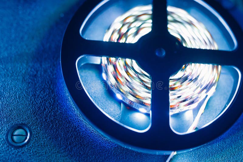 Blue led light strip roll stock image. Image of conceptual - 183795993