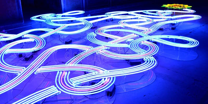 Blue Led Light Zigzag Pattern Stock Photo - Image of efficiency, cell ...