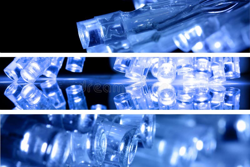 Cool Blue LED Lights Closeup with Reflection Stock Photo - Image of ...