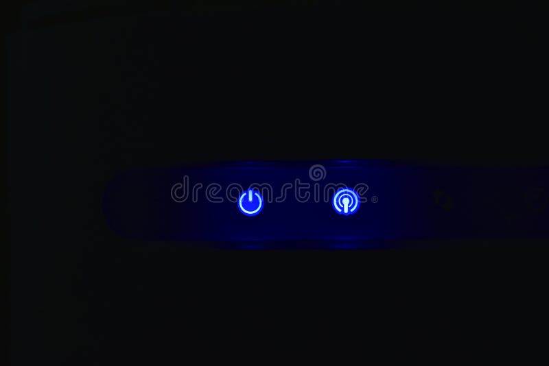 Blue Led Lights of the Wi Fi Router in the Dark Stock Photo - Image of ...