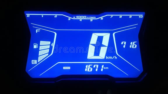 Blue Led Motorcycle Speedometer Stock Image - Image of speedometer ...