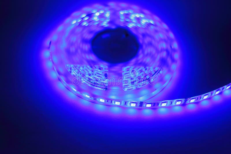 Blue LED strip light stock photo. Image of environment - 91414450