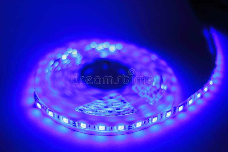 Blue LED strip light stock photo. Image of electricity - 91414468