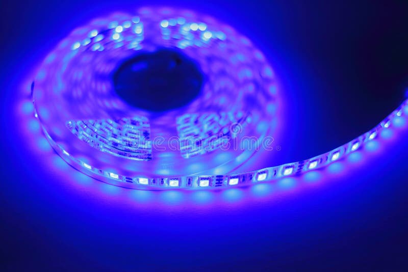 Blue LED strip light stock image. Image of illumination - 91417217