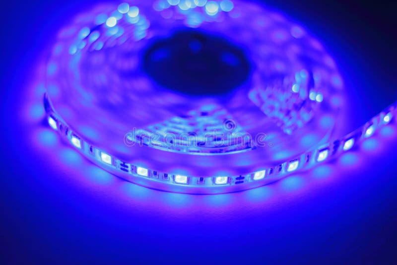 Blue LED strip light stock image. Image of illumination - 91417217