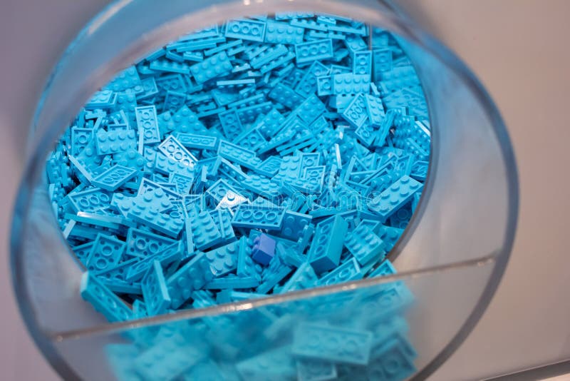 Blue Lego bricks in a bin editorial photography. Image of build - 156793407
