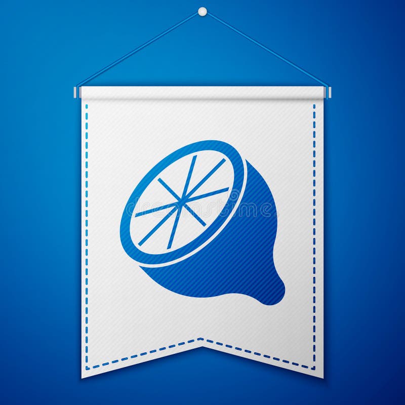 Blue Lemon Icon Isolated on Blue Background. White Pennant Template ...