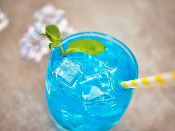 Blue Lemonade in a Glass with Ice Stock Photo - Image of liquid, lime ...