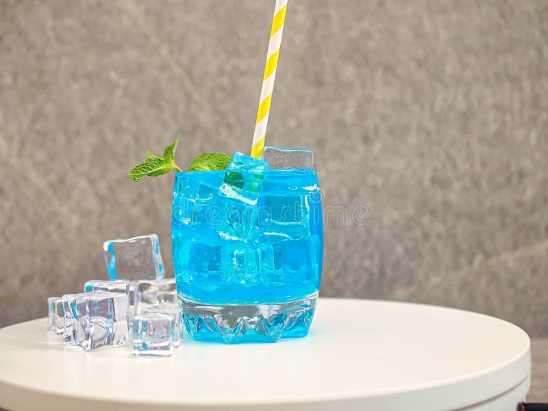 Blue Lemonade in a Glass with Ice Stock Image - Image of refreshing ...