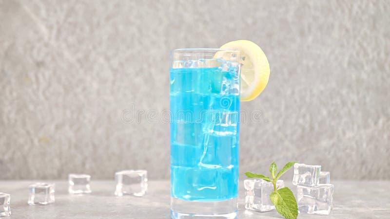 Blue Lemonade in a Glass with Ice Stock Image - Image of beverage ...