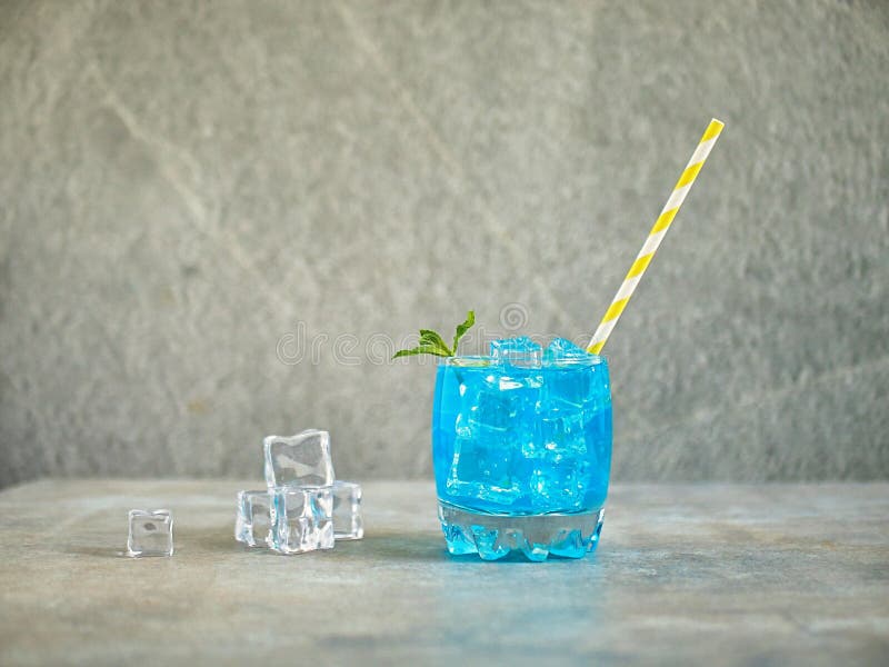 Blue Lemonade in a Glass with Ice Stock Photo - Image of cold ...