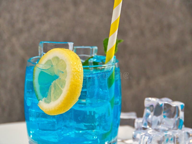 Blue Lemonade in a Glass with Ice Stock Photo - Image of lemonade ...