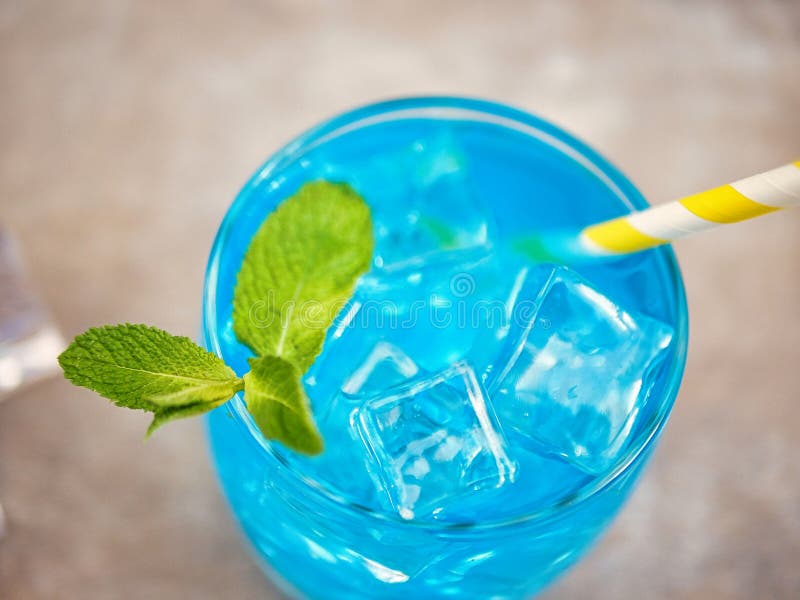 Blue Lemonade in a Glass with Ice Stock Photo - Image of glass, lime ...