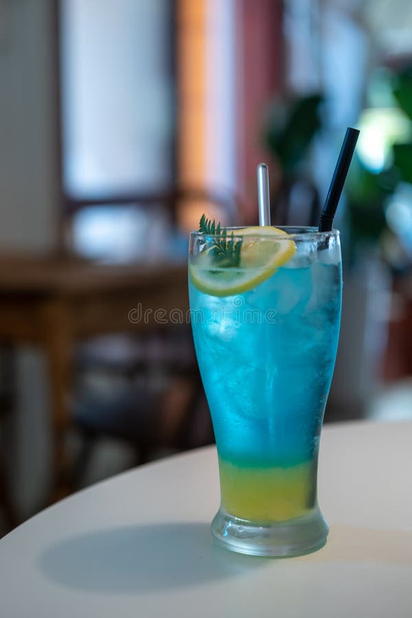 Blue Lemonade Served in a Glass Stock Photo - Image of citrus ...