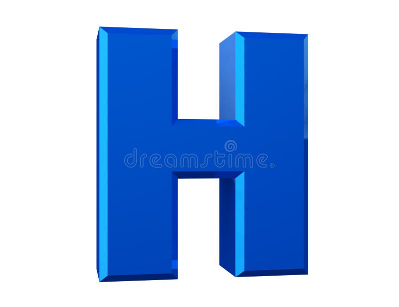 The Blue Letter H on White Background 3d Rendering Stock Illustration ...
