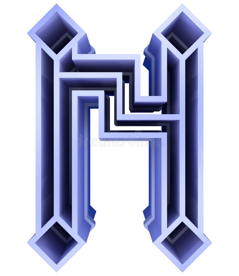 Blue Letter Isolated on White Background.Rendered 3D Illustration ...