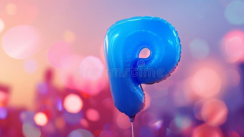 Blue Letter P Balloon on Light Blue Background Stock Image - Image of ...