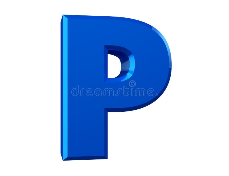 The Blue Letter P on White Background 3d Rendering Stock Illustration ...
