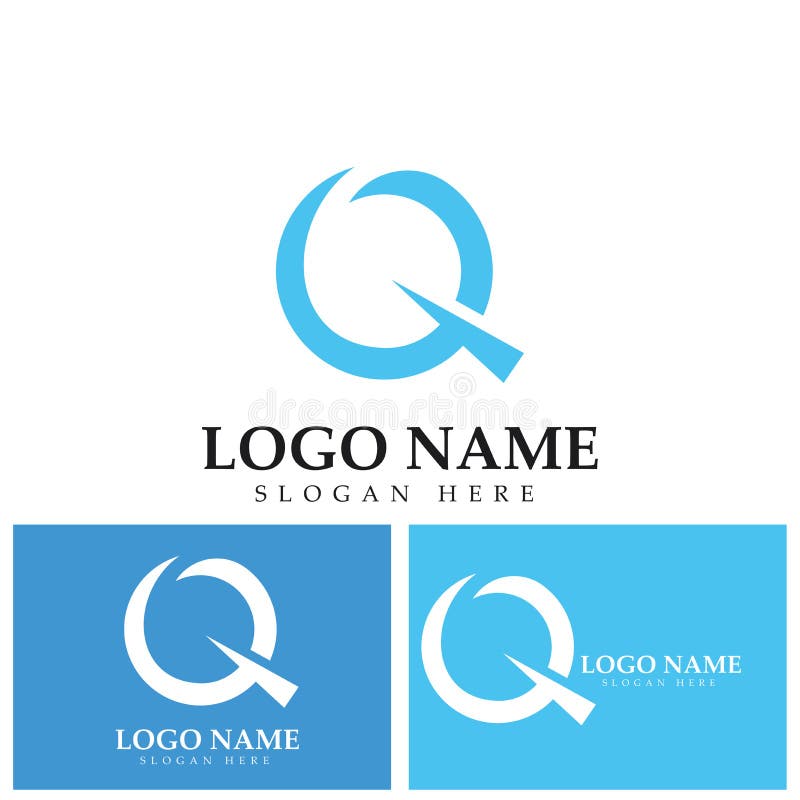 Blue Letter Q Logo Template Vector. Stock Vector - Illustration of ...