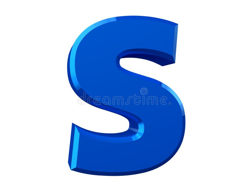 The Blue Letter S on White Background 3d Rendering Stock Illustration ...
