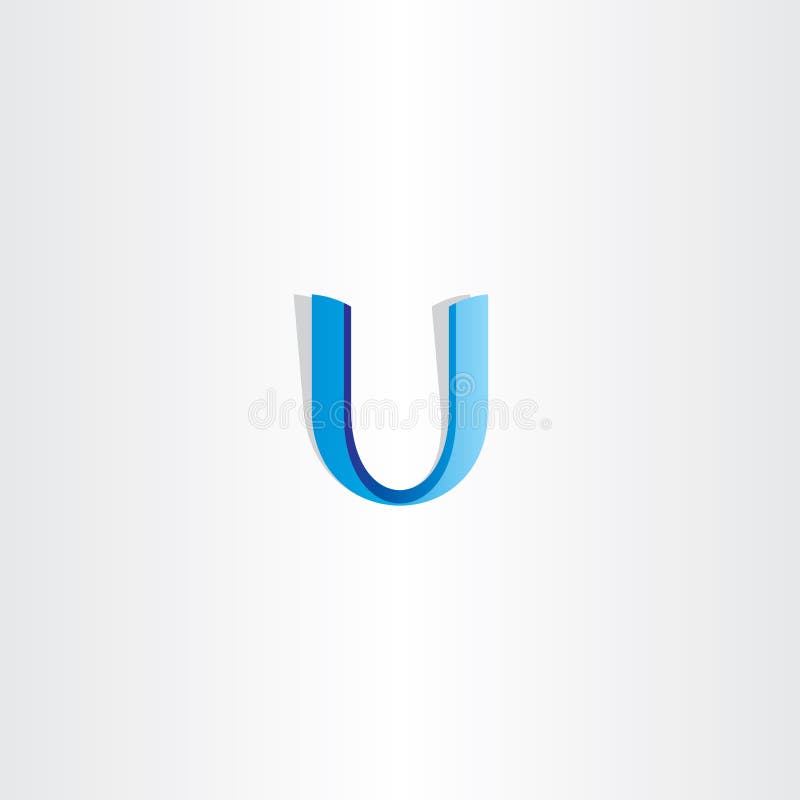 Blue Letter U Ribbon Vector Icon Element Stock Vector - Illustration of ...
