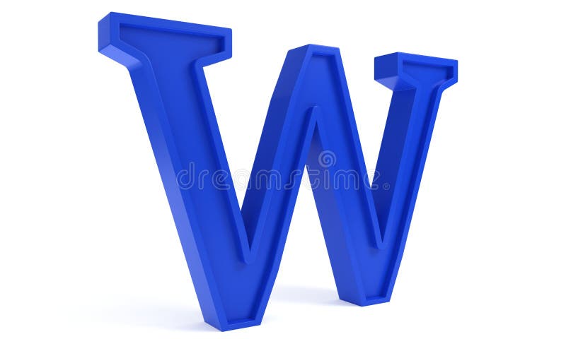 Blue Letter W, 3d Rendering Stock Illustration - Illustration of ...