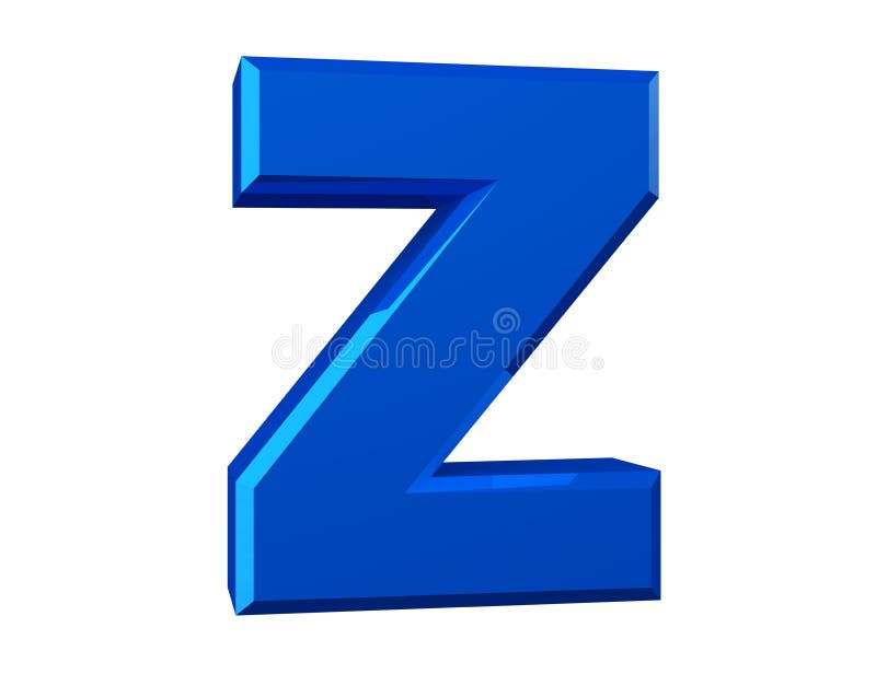 The Blue Letter Z on White Background 3d Rendering Stock Illustration ...