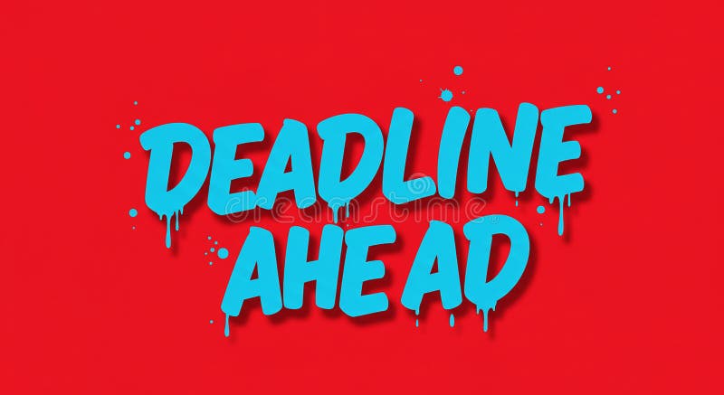 Blue Letters Spell "DEADLINE AHEAD" on a Red Background, Styled with a ...