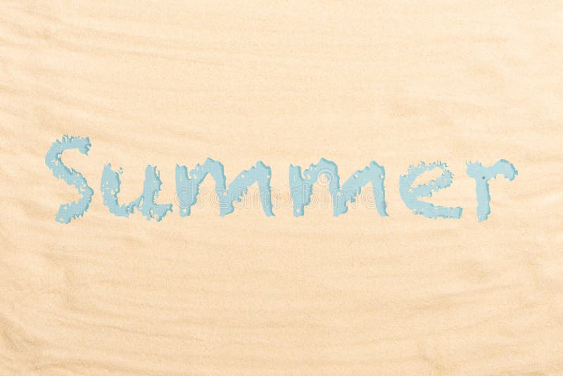 Blue Letters Summer on a Beach Sand Stock Photo - Image of season ...