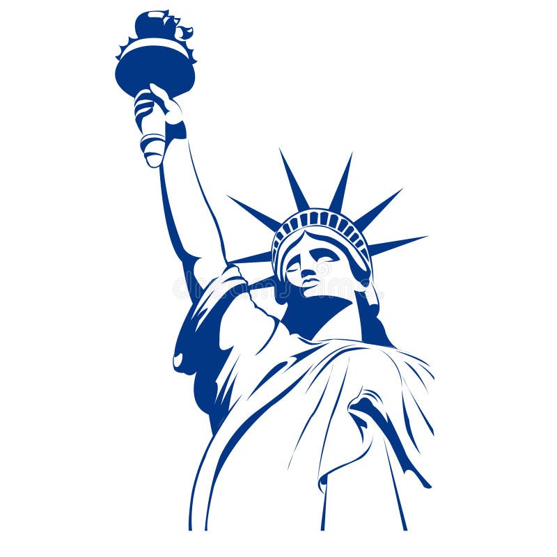 Blue Liberty Engraving. Statue Silhouette Logo Editorial Image ...
