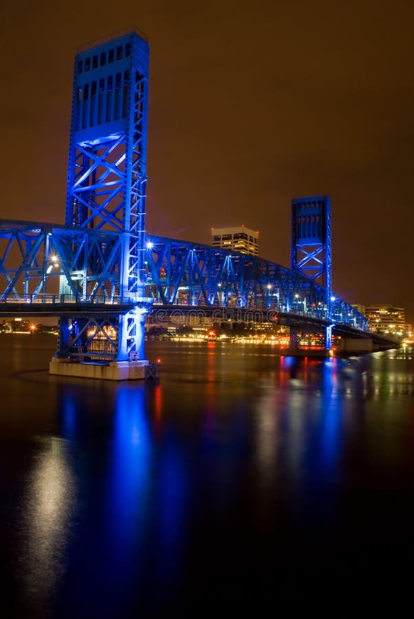 Jacksonville, Florida Blue Bridge Stock Image - Image of water, cities ...