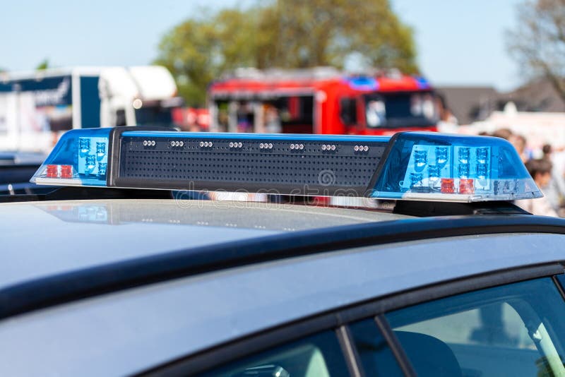 Blue Light Bar on a German Police Car Stock Image - Image of detail ...