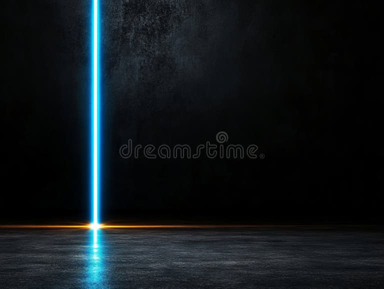 A Blue Light Beam in the Middle of a Dark Room Stock Image - Image of ...