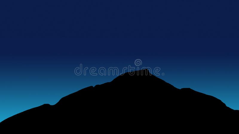 Blue Light Behind the Mountain at Night Stock Illustration ...
