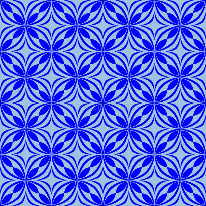 Blue on Light Blue Geometric Tile Oval and Circle Seamless Repeat ...