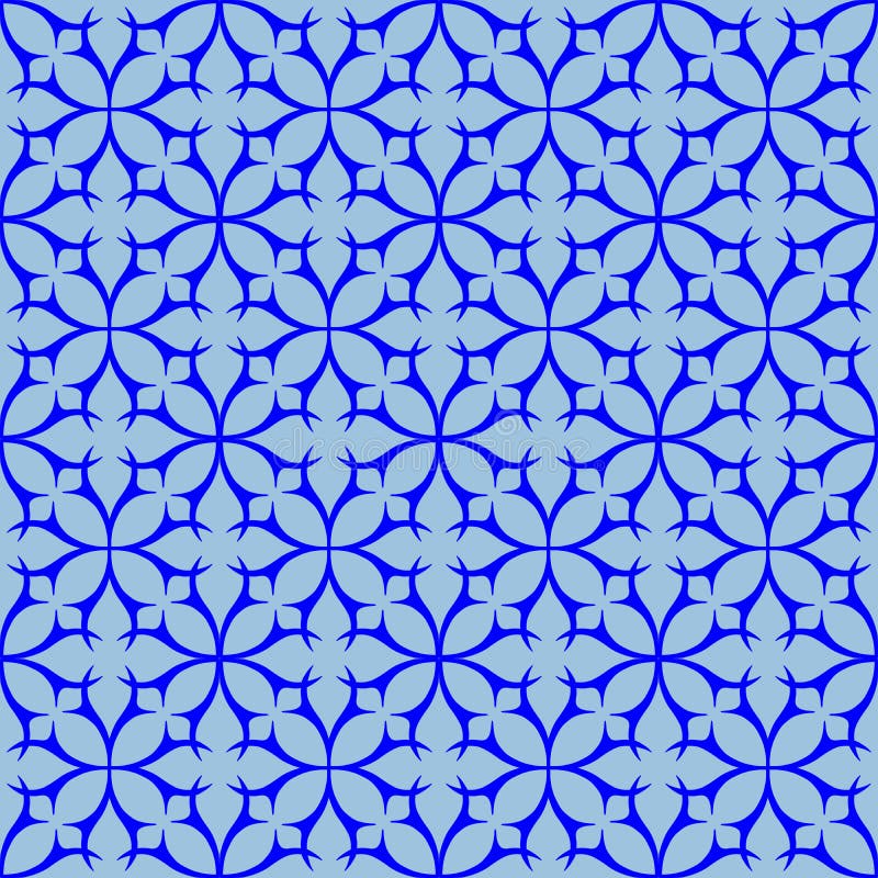 Blue on Light Blue Geometric Tile Thorn Circle Seamless Repeat Pattern ...