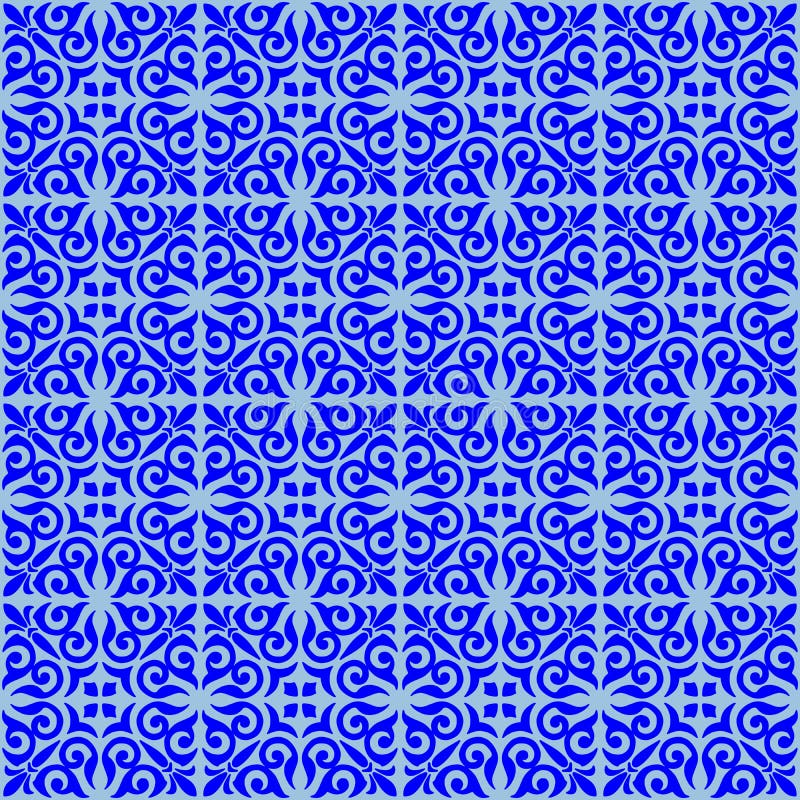 Blue on Light Blue Ornamental Scroll Seamless Repeat Pattern Background ...