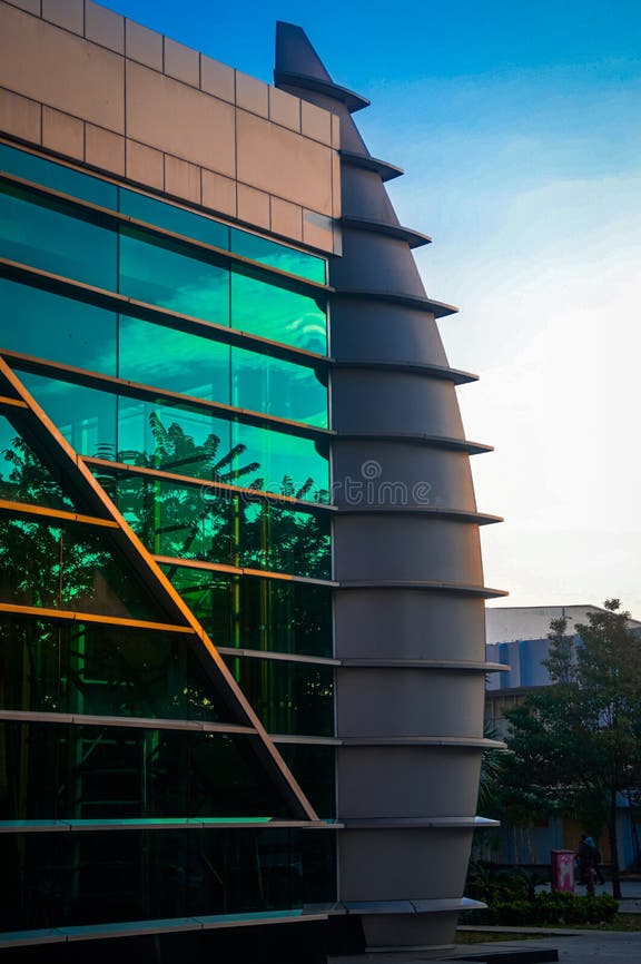 Blue light building stock image. Image of wall, headquarters - 221893399