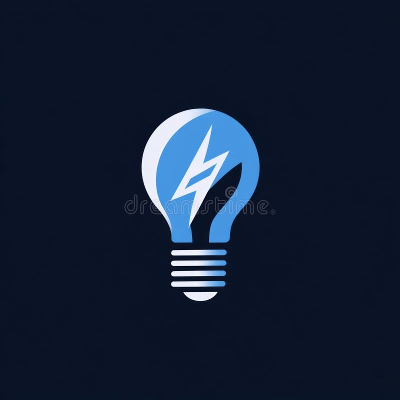 Blue Light Bulb with Lightning Bolt on Dark Background Symbolizing ...